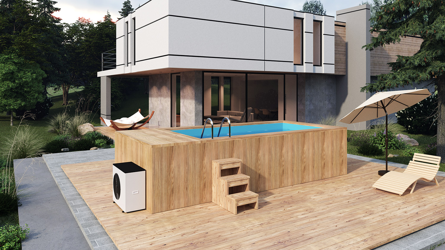 Basen Premium SPA z jacuzzi 4,85 x 2,35m - Wooden Pools